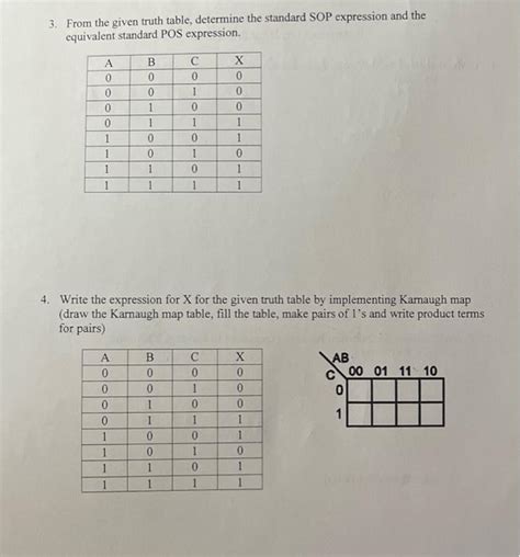 solved 3 from the given truth table determine the standard