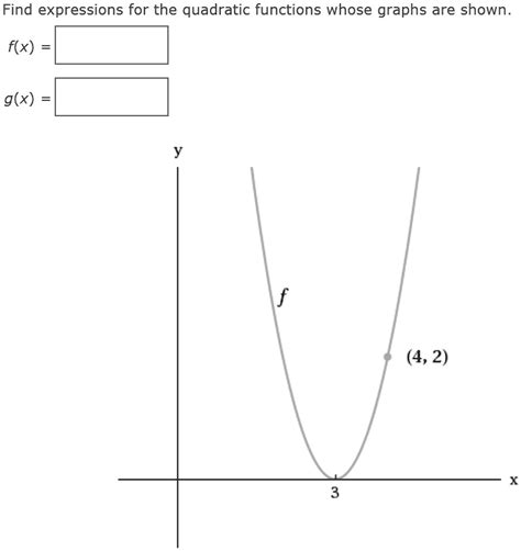 solved find expressions for the quadratic functions whose graphs are shown f x g x 4 2
