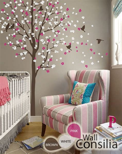 Baby Nursery Wall Decals Cherry Blossom Tree Wall Decal Birds Decal