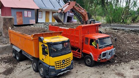 Rc Excavator Muat Pasir Mobil Truk Tronton Oleng Truck Hino 500 Ud