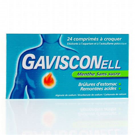 Gavisconell 24 comprimés à croquer menthe sans sucre Médicament