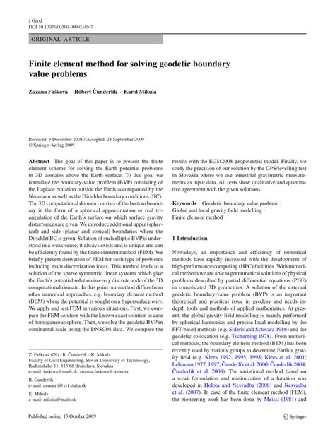 pdf finite element method for solving geodetic boundary value problems