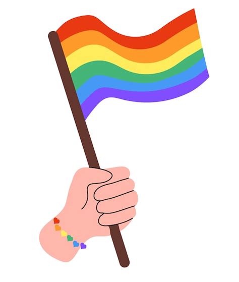 Premium Vector Hand With Bracelet Hearts Holding Lgbt Flag Lgbtq