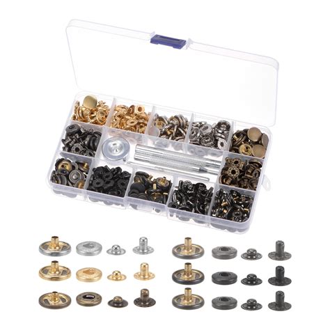 Uxcell Snap Fasteners Kit 6 Colors With 4 Setter Tools Box For DIY