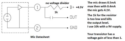 Transistors What Determines An Electret Microphone Voltage