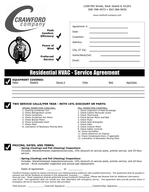Hvac Service Contract Template Free Printable Documents