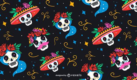 Descarga Vector De Diseño Del Patrón Del Día De Los Muertos Del Cráneo