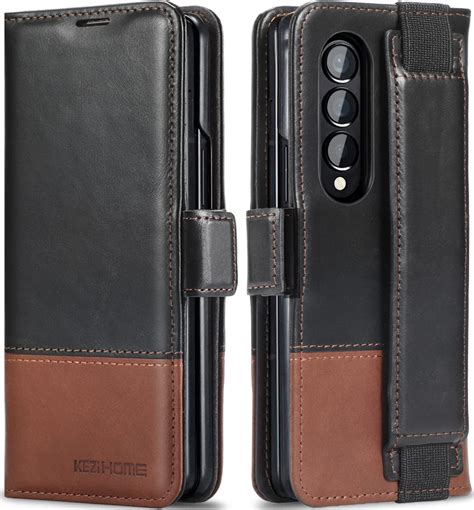Kezihome Samsung Galaxy Z Fold Case Genuine Leather Galaxy Z Fold