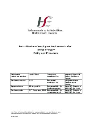 Fillable Online Hse Rehabilitation Of Employees Back To Work After