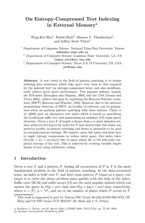 pdf on entropy compressed text indexing in external memory