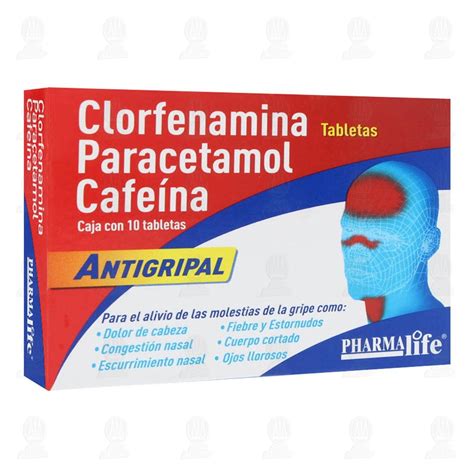 Clorfenamina Paracetamol Cafeína 10 Tabletas Pharmalife