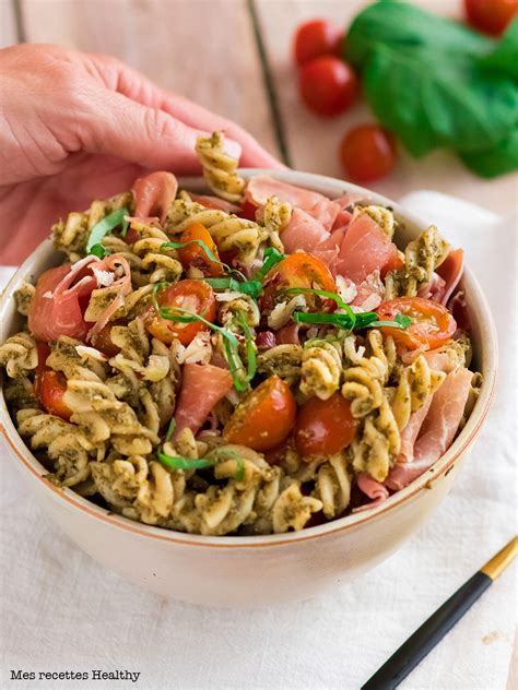 Salade de pâte au pesto et jambon sec recette froide facile