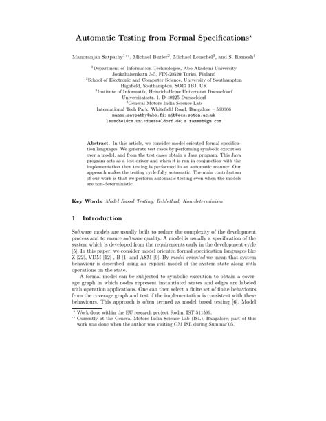 pdf automatic testing from formal specifications
