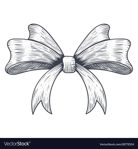 Ribbon Bow Black Hand Drawn Sketch Royalty Free Vector Image