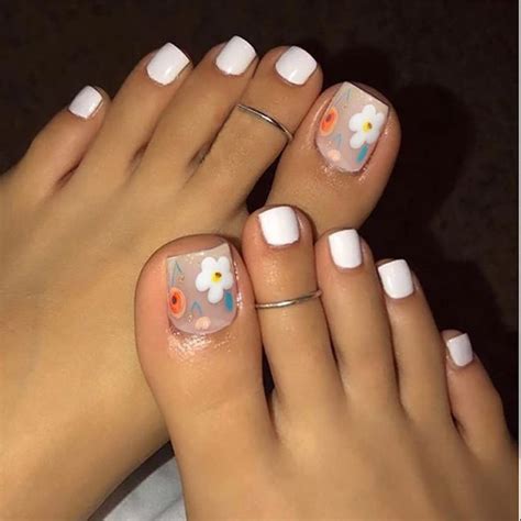 Florry Press On Toenails For Women White Acrylic Toe Nails With Square