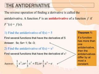 Antiderivative And Indefinite Integrals Ppt