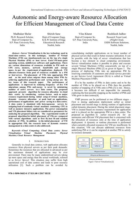 pdf autonomic and energy aware resource allocation for efficient management of cloud data center