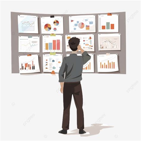 Person Explaining Business Graph And Chart A Flat Of Data Presentation