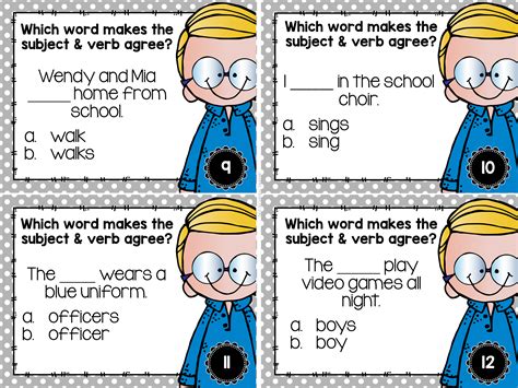 Subject And Verb Agreement Task Cards Thompson Lorie Thompson