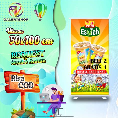 Jual Spanduk Banner Jualan Es Teh Poci Dll Ukuran 50x100 Shopee