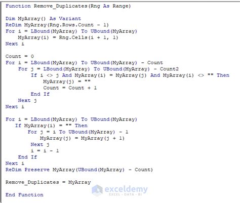 Excel Vba Remove Duplicates From An Array Examples Exceldemy