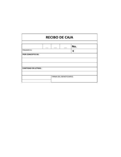 Plantilla Recibo De Caja En Word