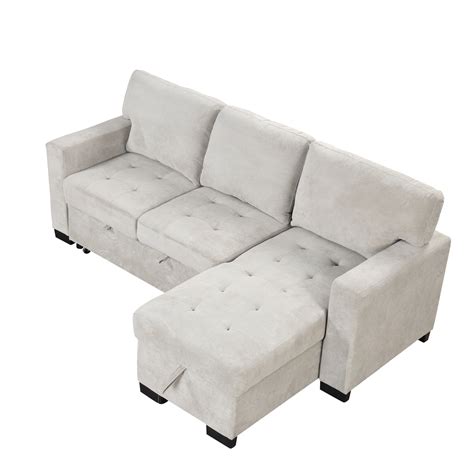 L Shaped Sectional Sofa Bed With Pull Out Bed Drop Down Table