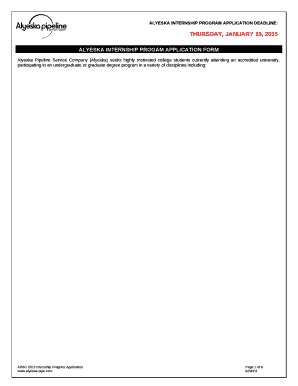 ALYESKA INTERNSHIP PROGAM APPLICATION Doc Template PdfFiller