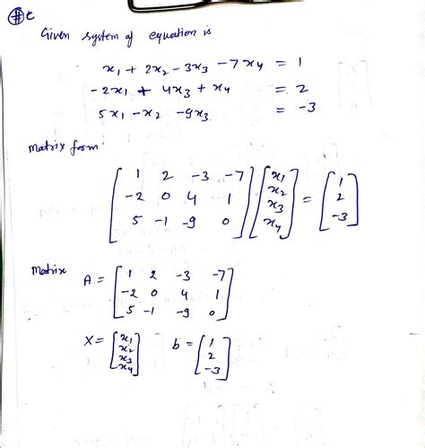 Solved Rewrite Each Linear System Into The Matrix Equation Form Ax