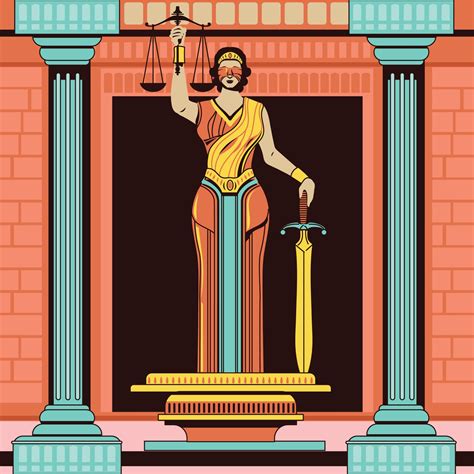 Lady Of Justice Femida Or Themis Vector Illustration Painting Glass Or