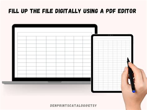 8 Blank Columns Chart Text Input Print And Write Printable Digital