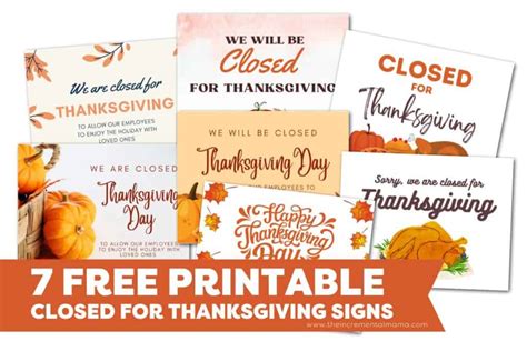 Free Printable Closed For Thanksgiving Signs 7 Templates The