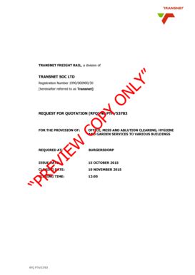Fillable Online Transnetfreightrail Co RFQPTH 53783 Transnet Freight