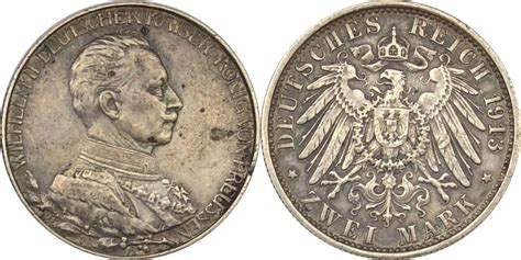 Kaiserreich Preußen 2 Mark 1913 A Kaiser Wilhelm II in Uniform 25
