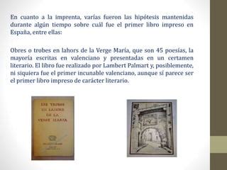 El Libro Y La Imprenta En Espa A Ppt