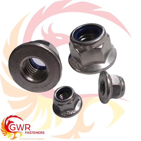 FLANGED NYLOC NUTS A2 STAINLESS STEEL NYLON INSERT NON SERRATED FLANGE