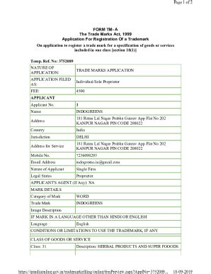 Fillable Online Trademark Form TM A Fax Email Print PdfFiller