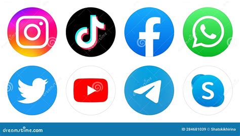 Iconos Conjunto De Logos De Redes Sociales Redondos Imagen De Archivo