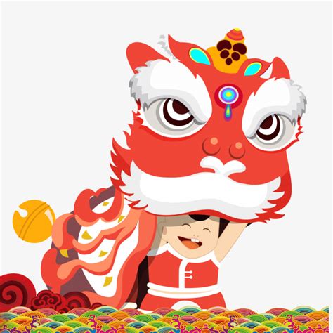 新年人物舞狮元素 快图网 免费PNG图片免抠PNG高清背景素材库kuaipng