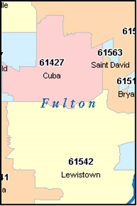 FULTON County Illinois Digital ZIP Code Map
