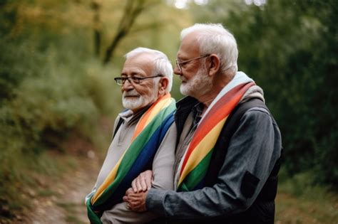 Premium AI Image Shot Of A Senior Gay Couple Holding Hands And