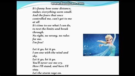 Disneys Frozen Let It Go Lyrics YouTube