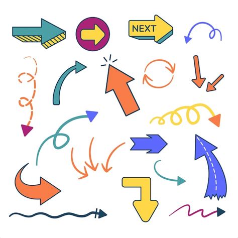Conjunto De Flechas Ilustradas De Colores Flecha Vectorial Iconas De