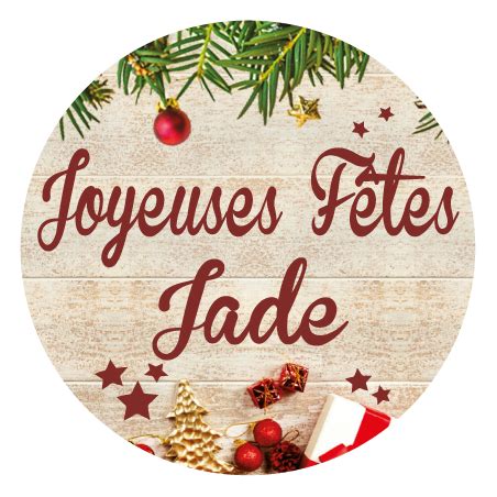 Étiquettes JOYEUSES FÊTES personnalisables avec 4 prénoms Pastilles