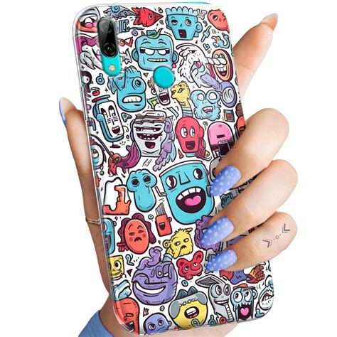 Etui Do Huawei P Smart 2019 Wzory Doodle Zwierzęta Potwory Rysunki