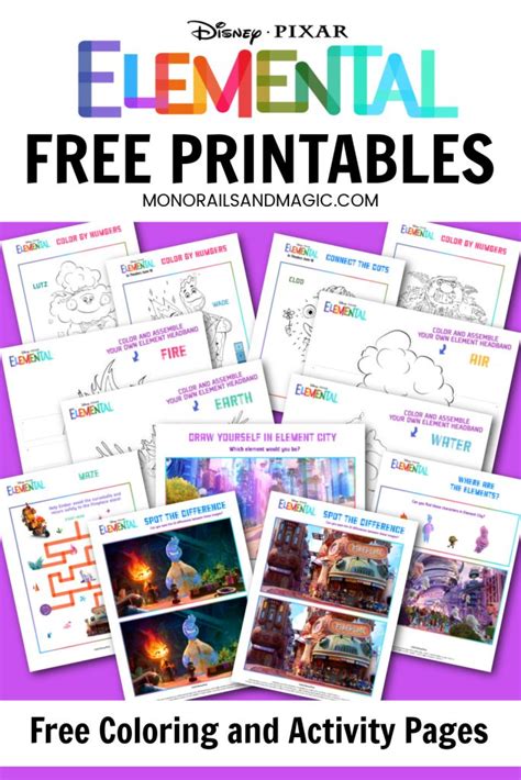 Free Printable Elemental Coloring And Activity Pages Monorails And Magic