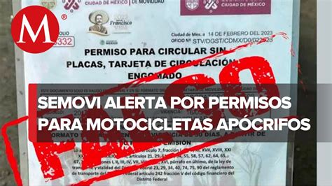Semovi De CdMx Alerta A Motociclistas De Permisos Falsos Para Circular
