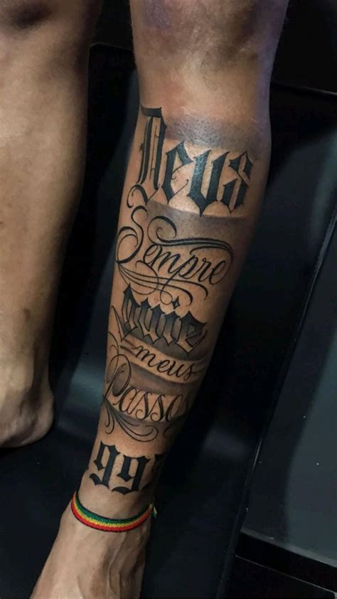 Deus Sempre Guie Meus Passos Em Tatuagem Panturrilha Masculina