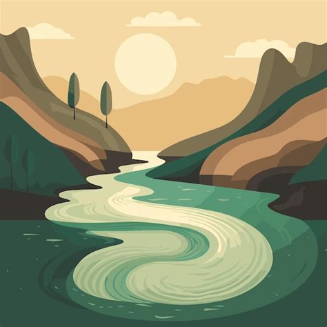 Premium Vector River Water Forest Concept Illustration