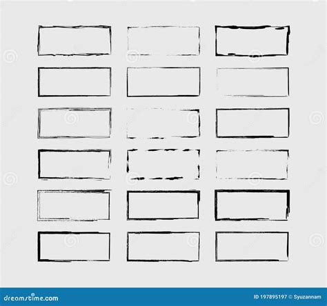 Set Of Black Rectangle Vector Grunge Frames Stock Vector Illustration